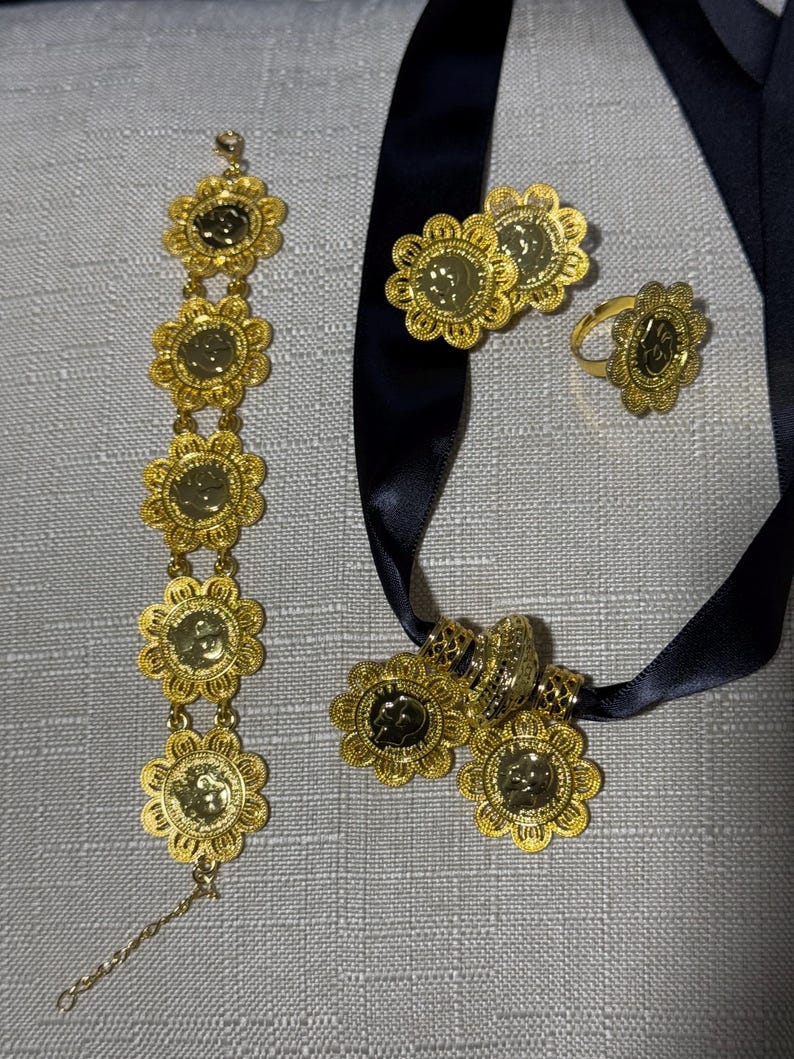 Ethiopian Eritrean Habesha Gold Set Necklace Earings and Ring African ...