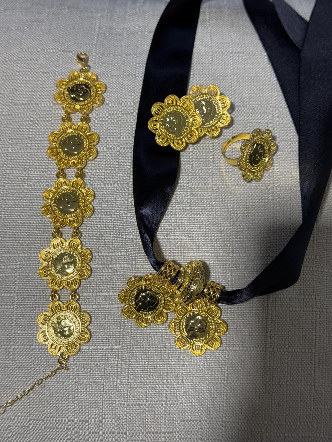 Ethiopian Eritrean Habesha Gold Set Necklace Earings and Ring African ...