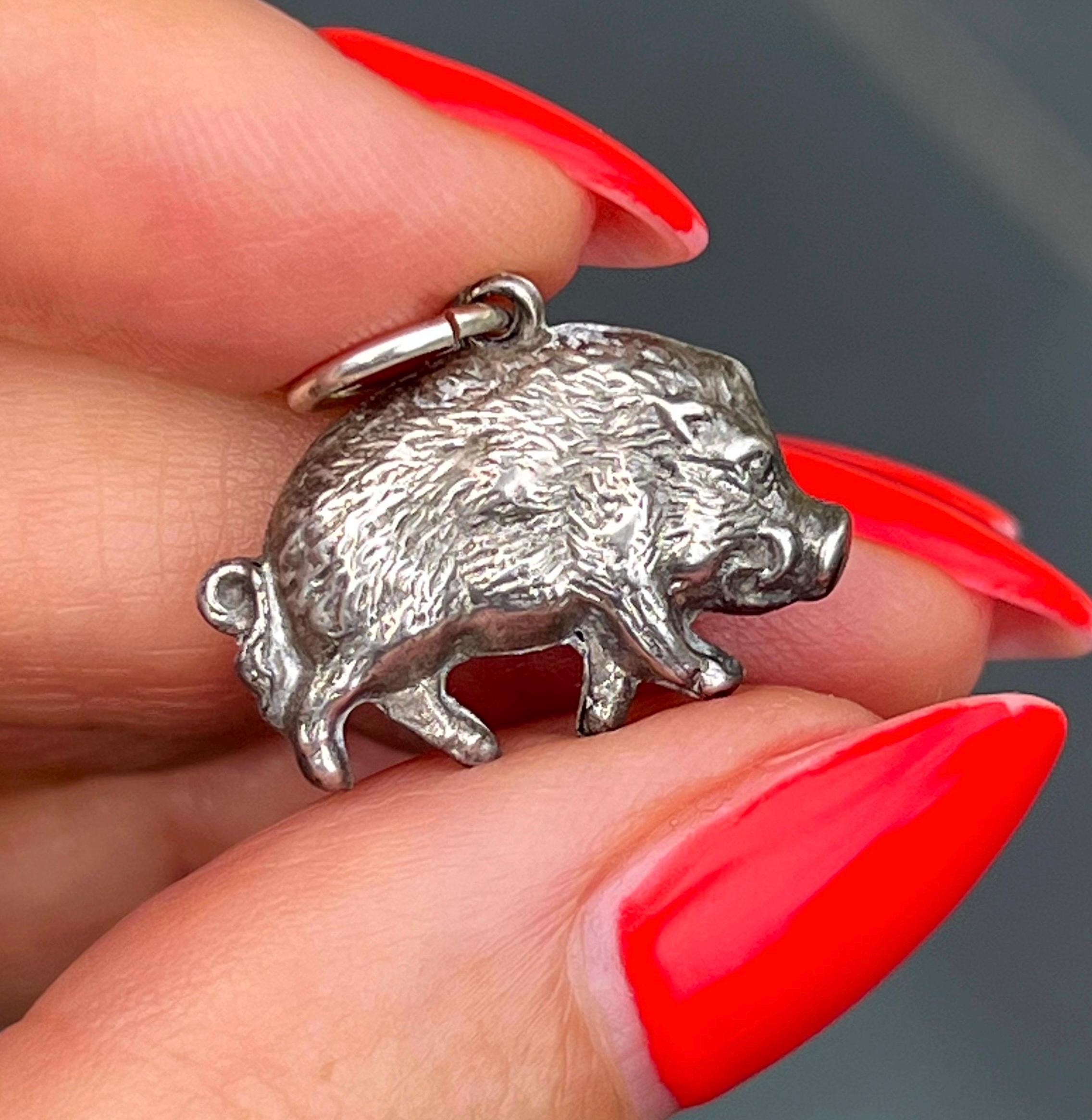 Antique Victorian Silver Puffy Boar Charm - Etsy
