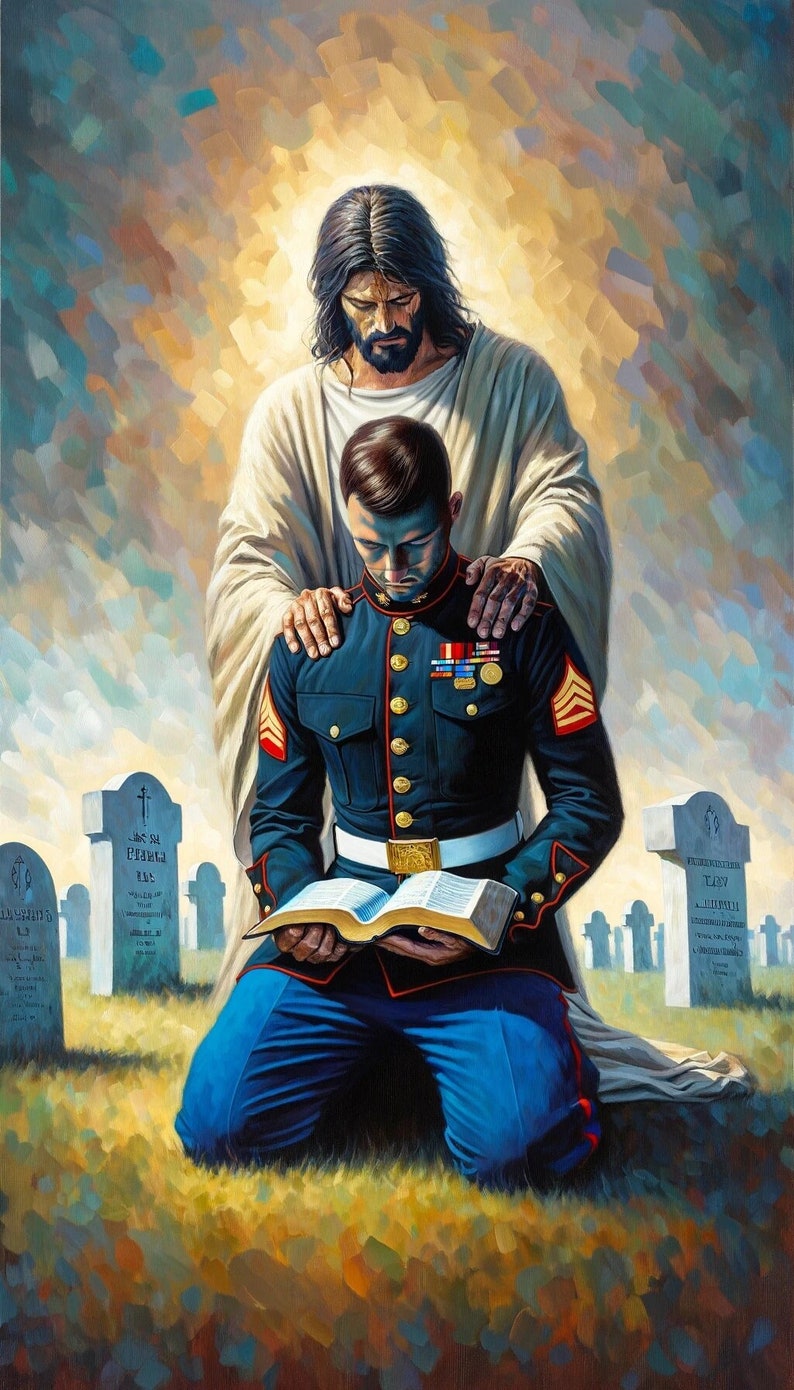Divine Strength: Jesus Comforting a United States Marine - Etsy