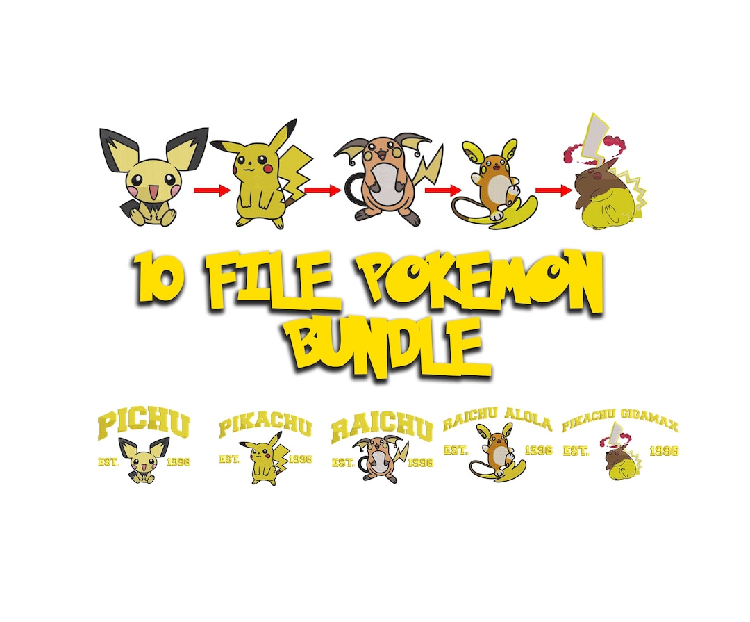 Design Bundle 10 File Embroidery Pokemon Est, Machine Embroidery ...