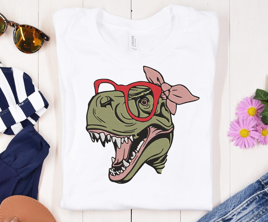 Dinosaur Embroidery Design 5 Sizes, T-rex Machine Embroidery Design ...