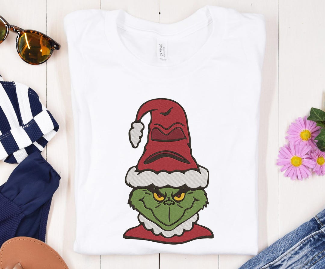 Christmas Grinchmas Face Embroidery, Chistmas Embroidery Design, Grinch Embroidery, Grinchmas ...