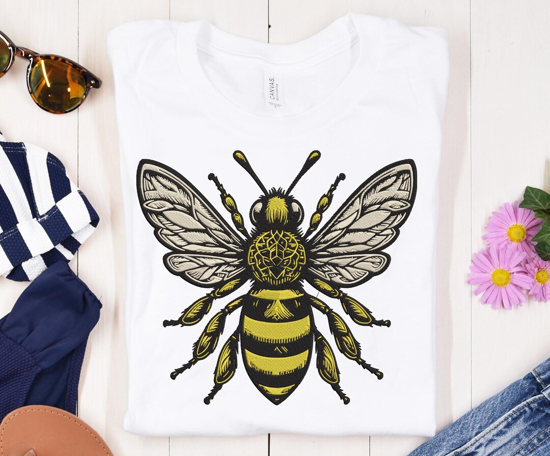 Bee Embroidery, File Png, Bee Embroidery Design, Dxf File Embroidery ...