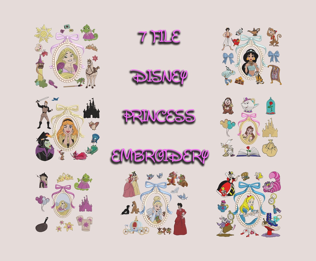 Vintage Coquette Princess Embroidery Design, Princess Family Embroidery ...