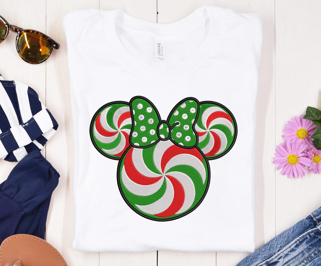 Christmas Mouse Embroidery Design: Holiday Bow, 5 Sizes (digital ...