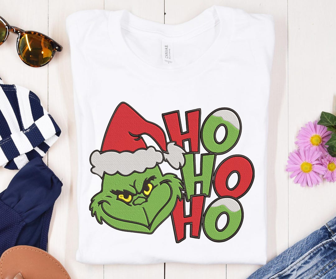Christmas Grinch Embroidery Design, Ho Ho Ho, 5 Sizes (digital Download ...