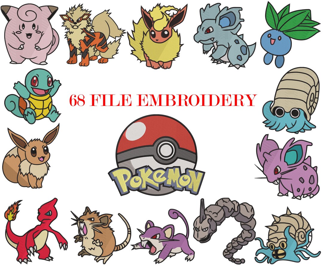 Design Bundle 68 File Embroidery Pokemon, Machine Embroidery Designs ...