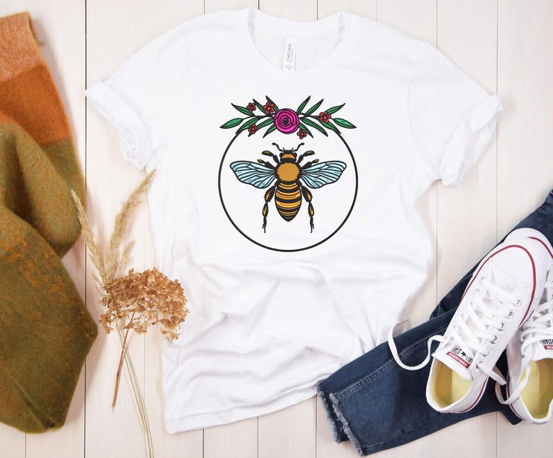 Bee Floral Embroidery File Png, File Download Png, Floral Design ...