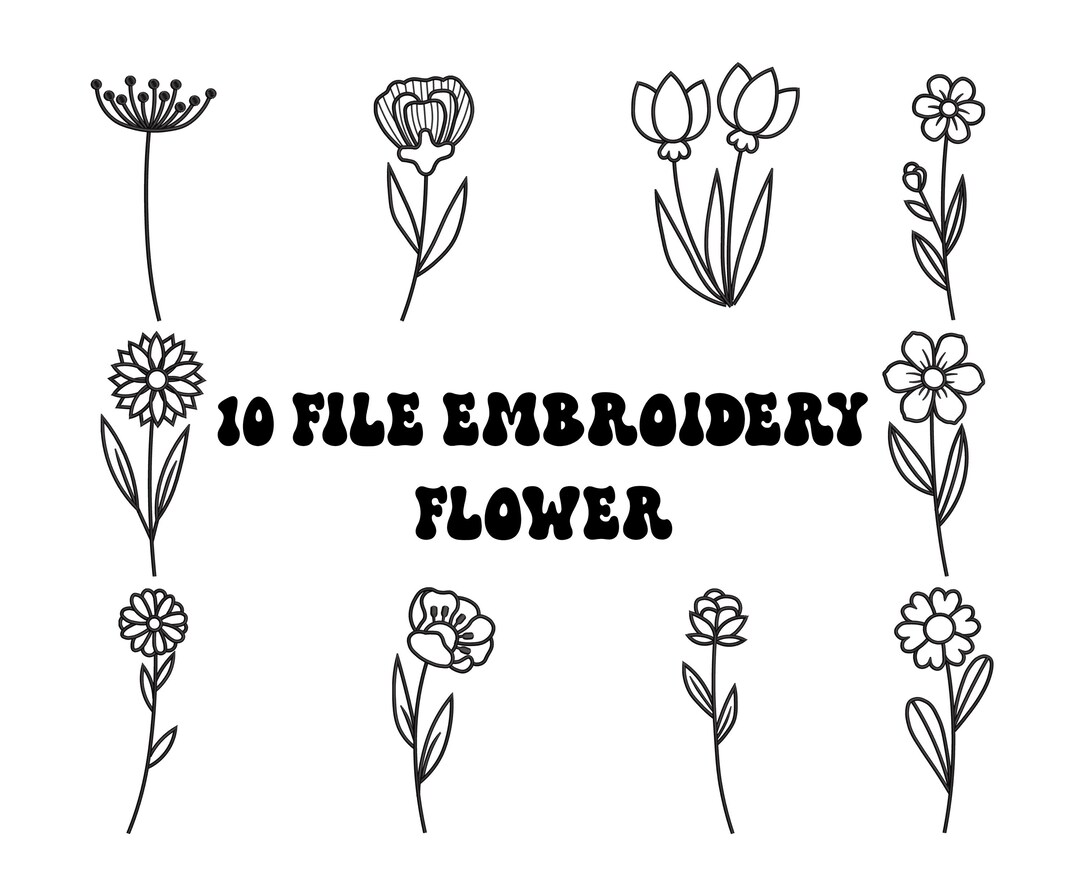 Floral Embroidery Design Bundle: Mini Satin Stitch Flower Files (PES ...
