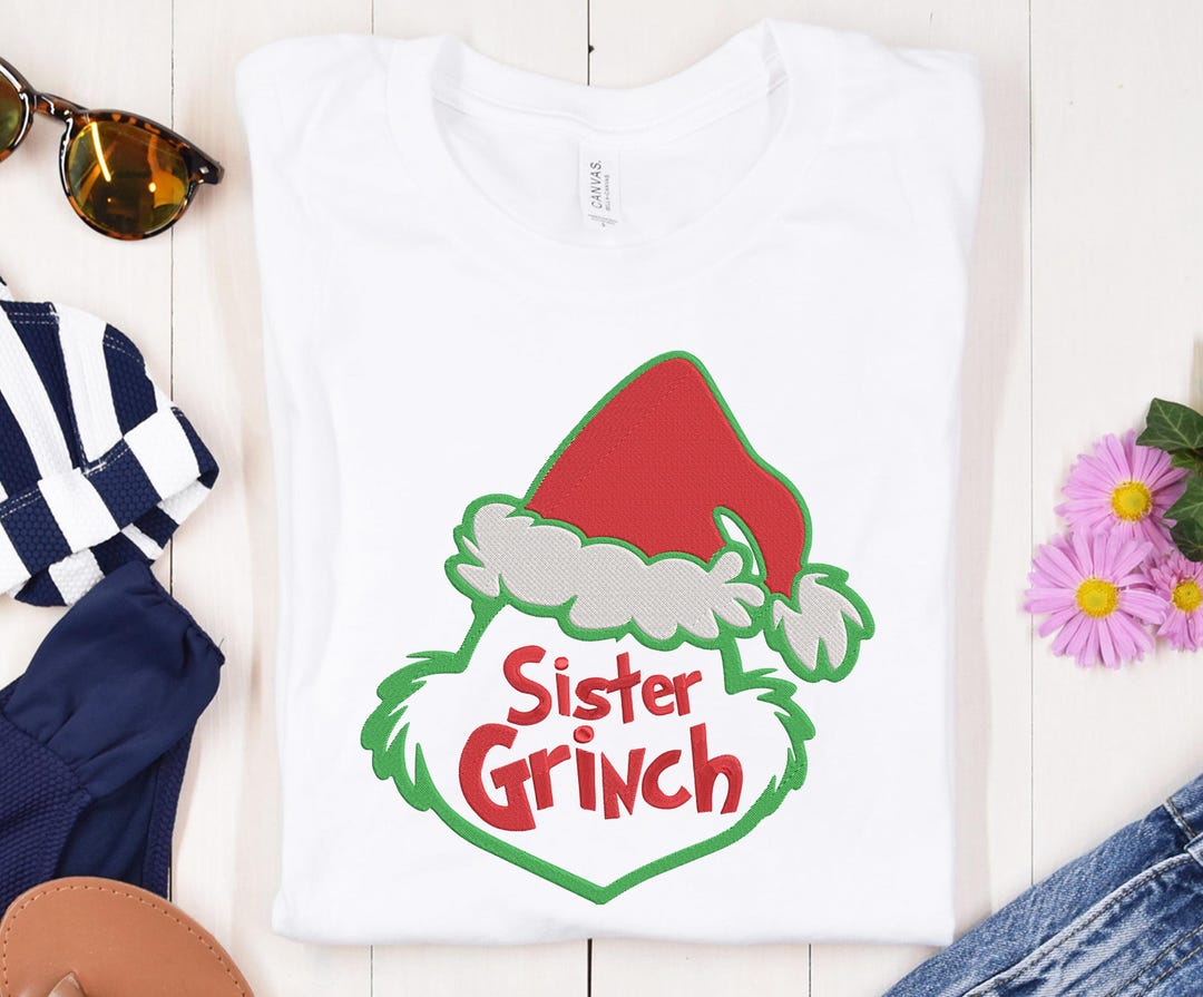 Sister Christmas Grinch Emboidery, Merry Christmas Machine Embroidery ...