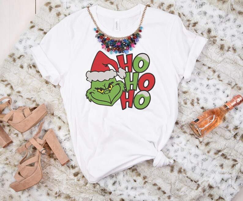 Christmas Grinch Embroidery Design, Ho Ho Ho, 5 Sizes (digital Download ...
