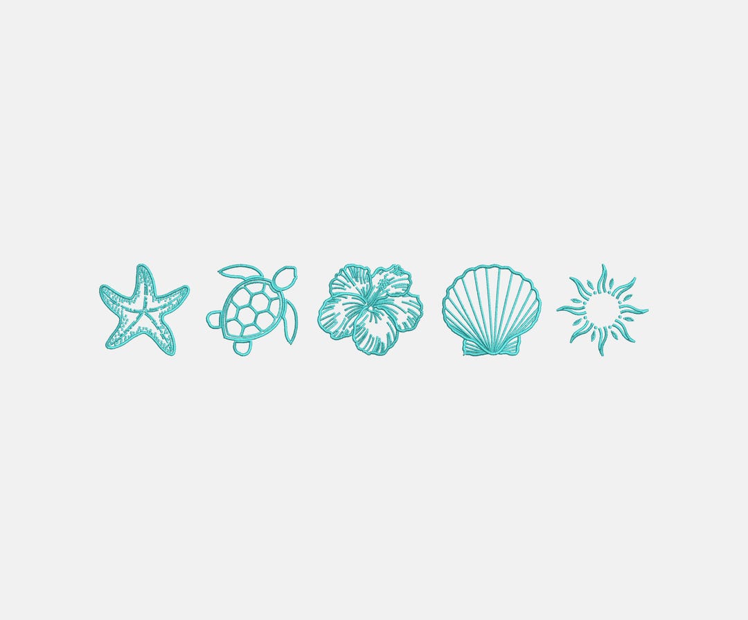 Sea Shells Embroidery Design: Summer Beach Theme (instant Download, 6 ...