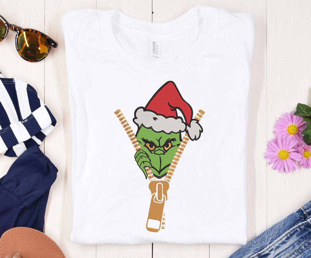 Christmas Grinch Zipper Embroidery Design (digital Download) - Etsy
