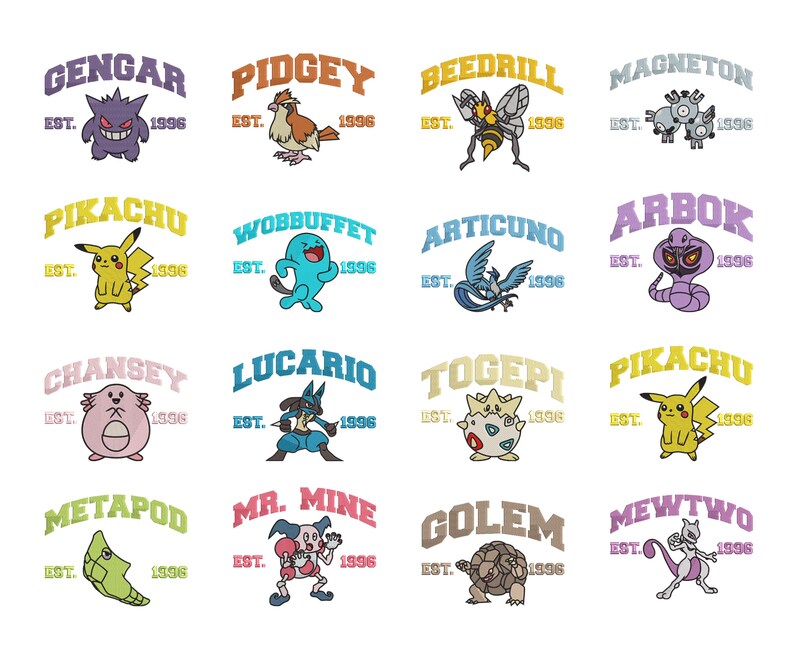 160 Pokemon Embroidery Designs, Pikachu, 6 Sizes (digital Download) - Etsy