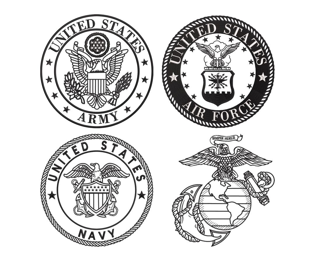 US Armed Forces Emblem Embroidery Designs, Military Bundle (digital ...