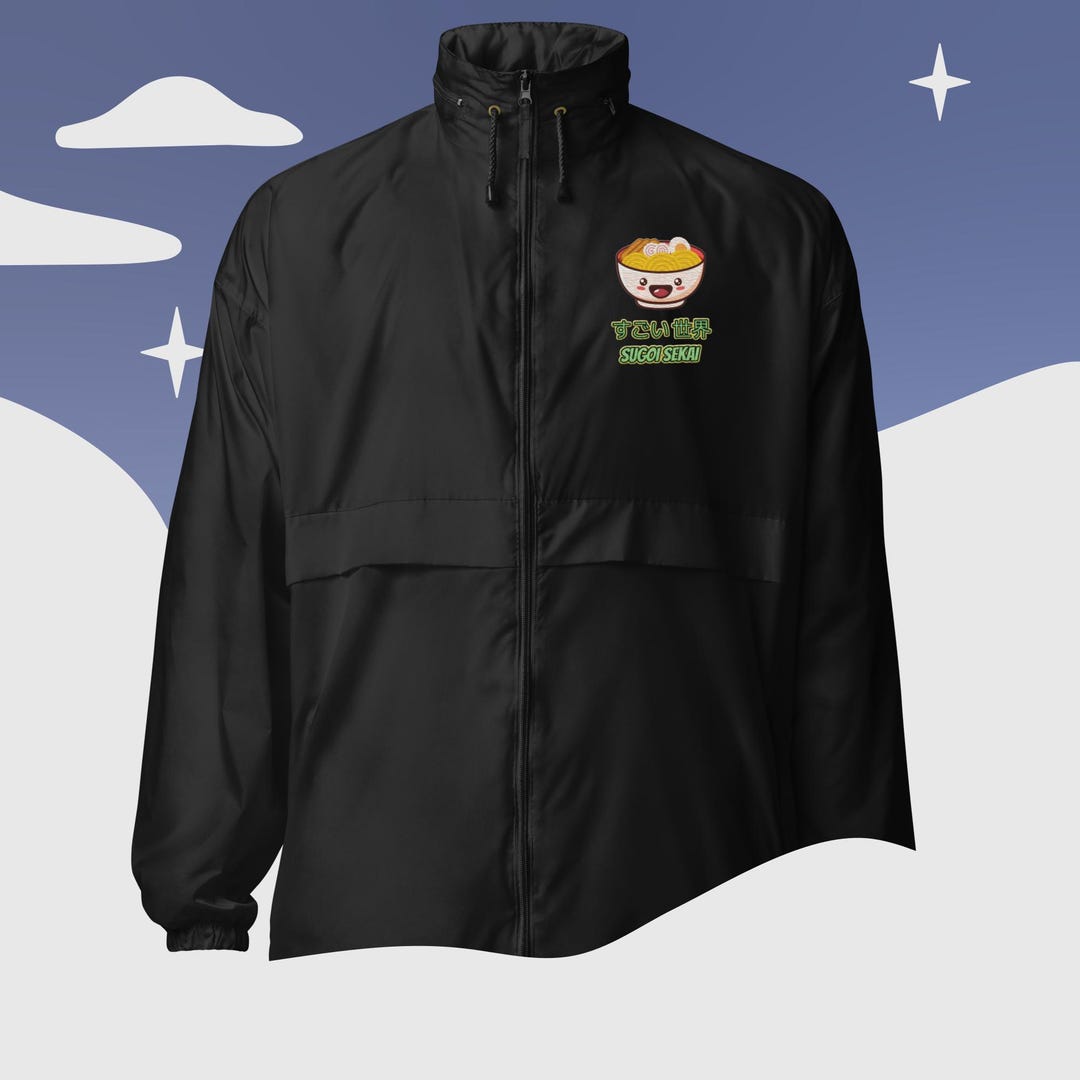 Cute Japanese Embroidered Streetwear Ramen Windbreaker Jacket Unisex ...
