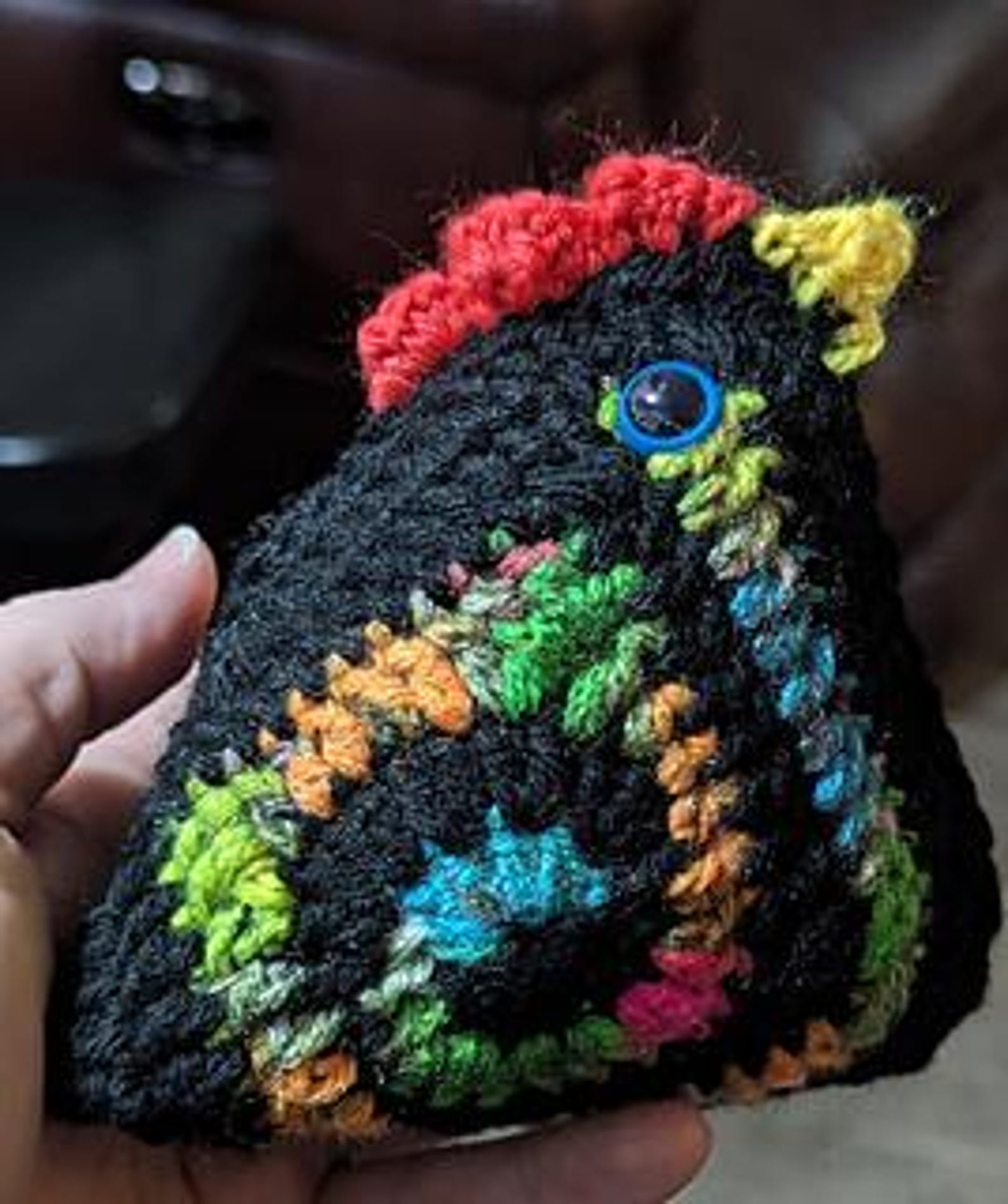 Handmade Crocheted Granny Square Chicken Stuffed Animal. Acrylic Yarn ...