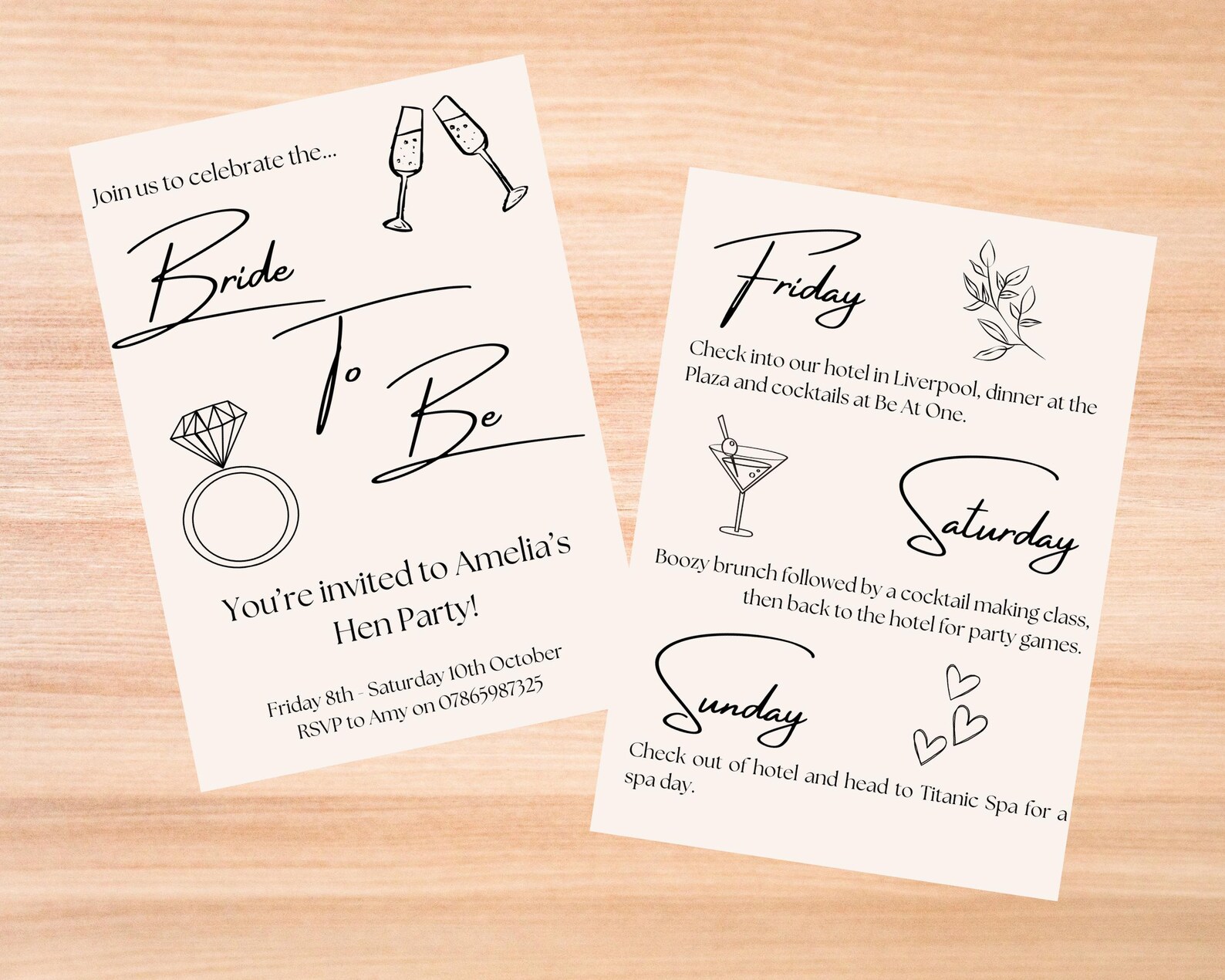 Bride to Be White Hen Party Invitation Template, Hen Do Invite and ...