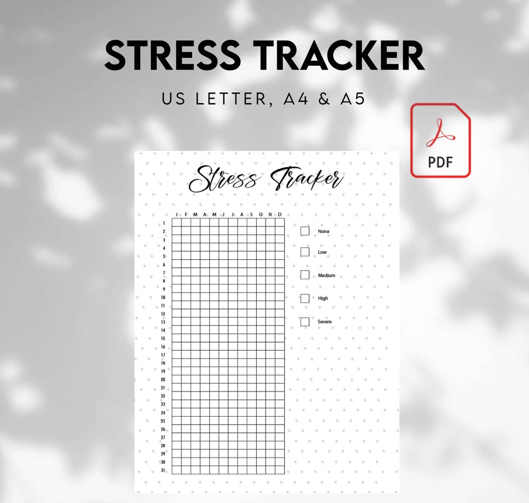 Stress Tracker, PRINTABLE Journal Page, Mood Tracker, Habit Tracker ...