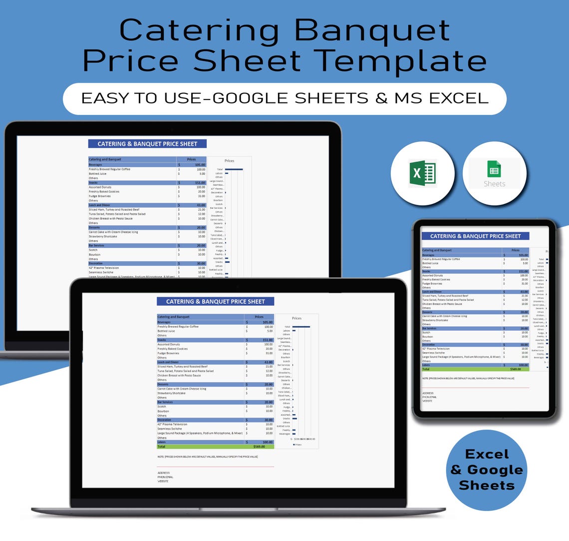 Catering Banquet Price Sheet, Catering Business Budget, Catering ...