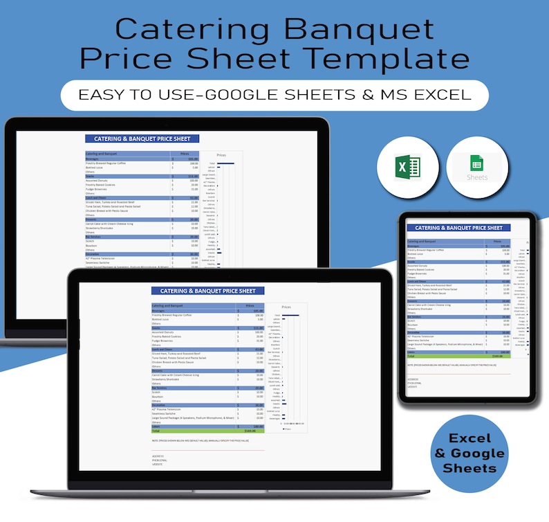 Catering Banquet Price Sheet, Catering Business Budget, Catering ...