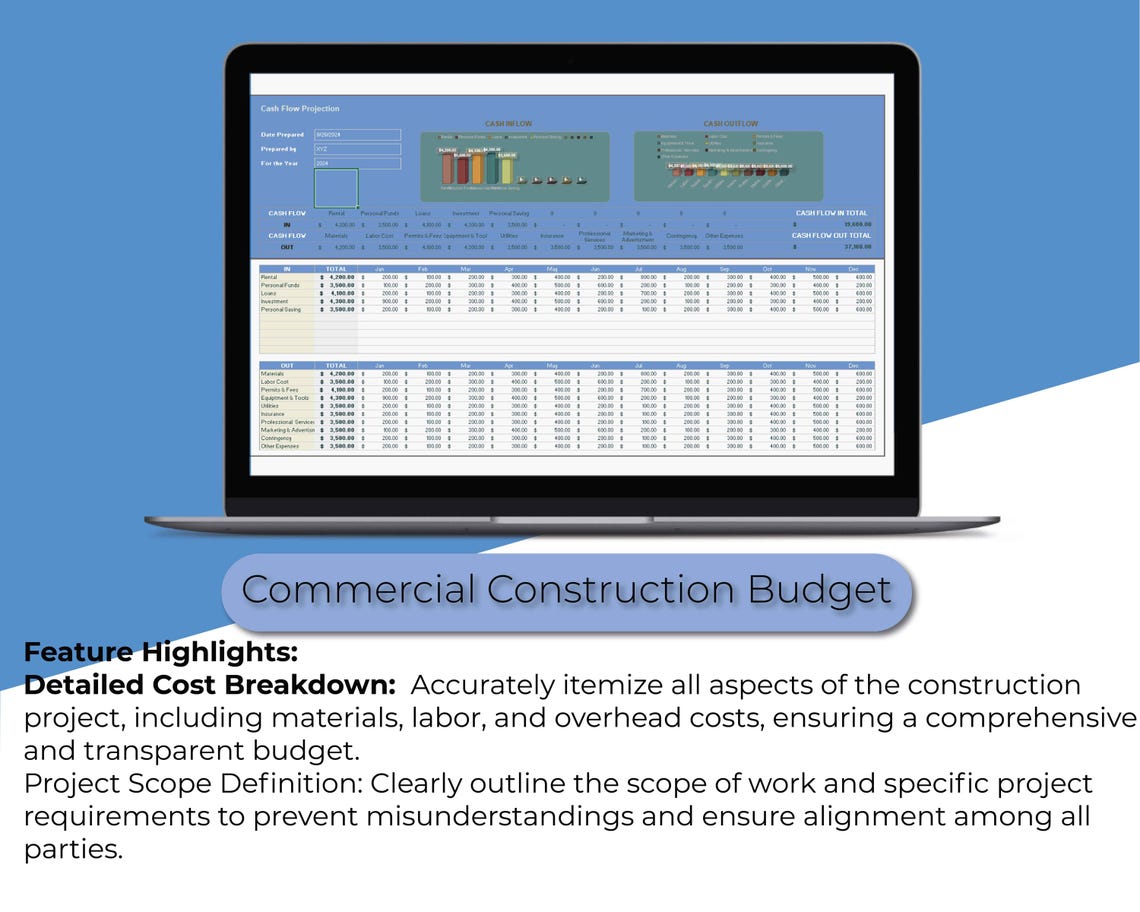 Commercial Construction Budget, Contractor Planner, Contractor Tracker ...