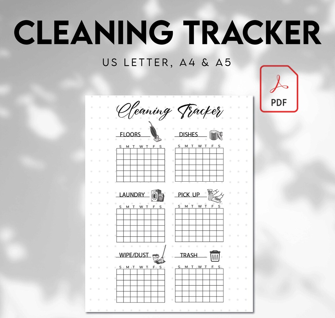 Cleaning Tracker, PRINTABLE Journal Page, Chores List, Cleaning List ...