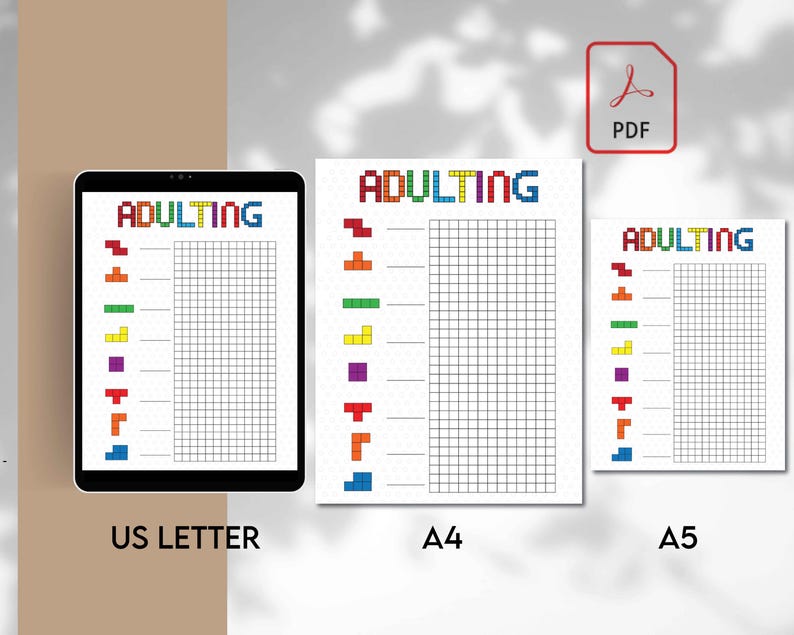 Adulting Tracker, Fun Habit Tracker, PRINTABLE Journal Page, Monthly ...