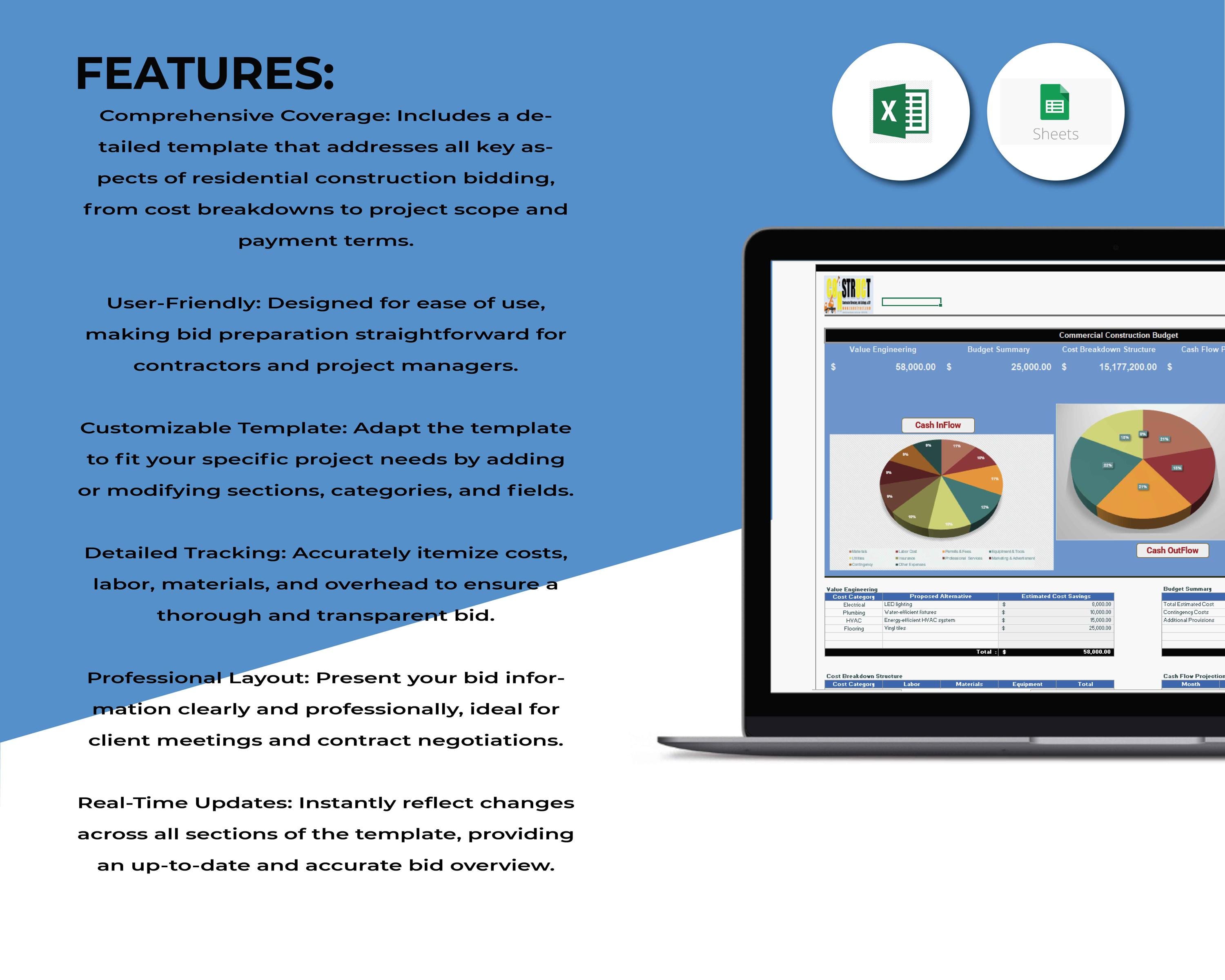 Commercial Construction Budget, Contractor Planner, Contractor Tracker ...