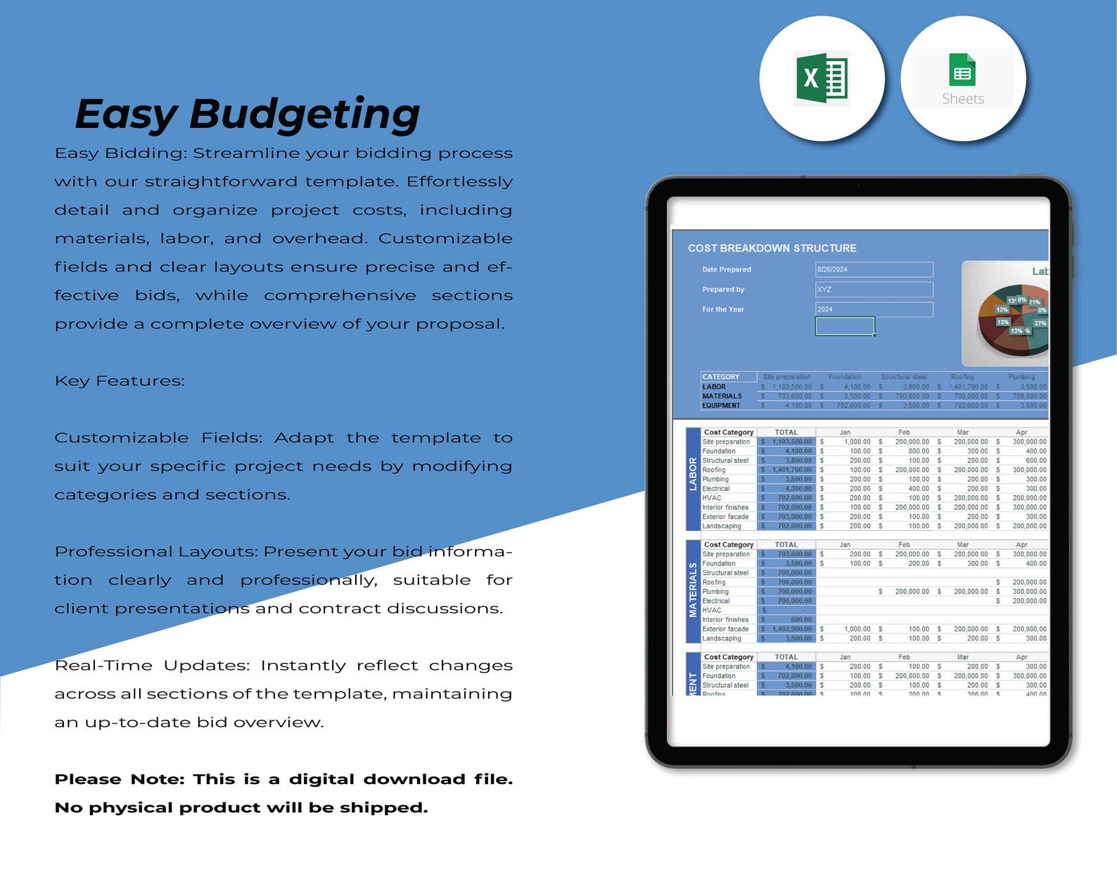 Commercial Construction Budget, Contractor Planner, Contractor Tracker ...