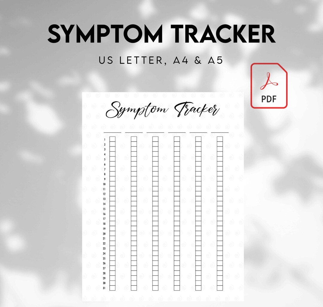 Monthly Medical Symptom Tracker, Printable Wellness Monitoring Sheet ...