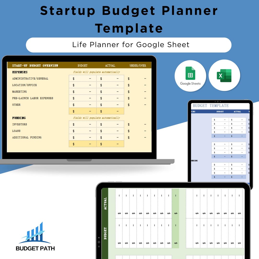Simple Startup Budget Spreadsheet, Small Business Financial Planner ...