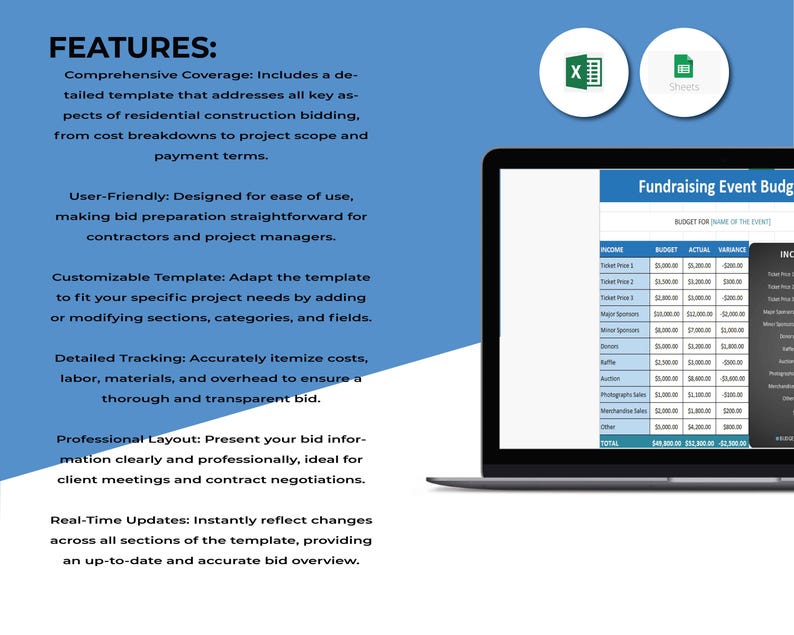 Fundraising Event Budget Tracker, Event Budget, Event Plan, Google ...