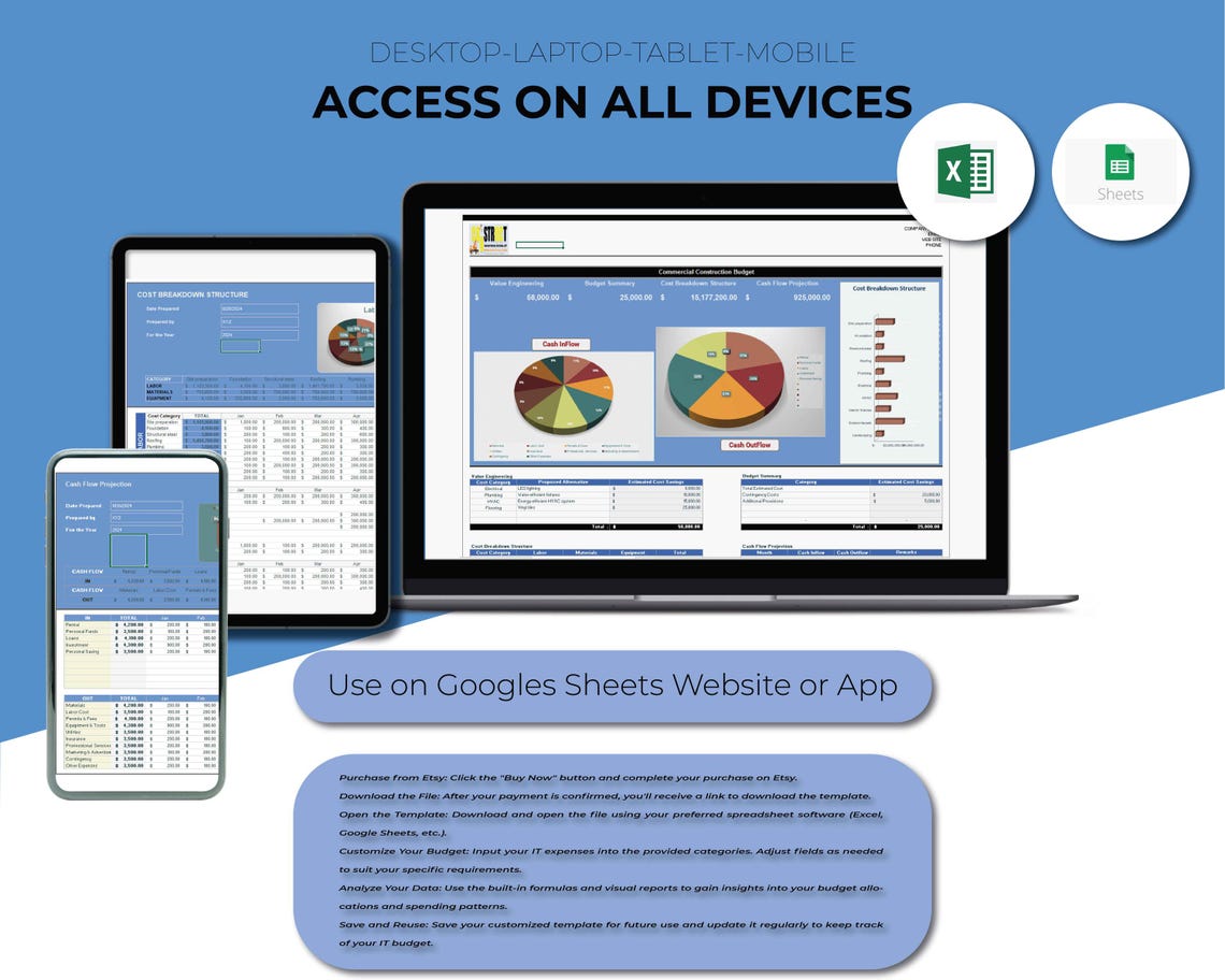 Commercial Construction Budget, Contractor Planner, Contractor Tracker ...