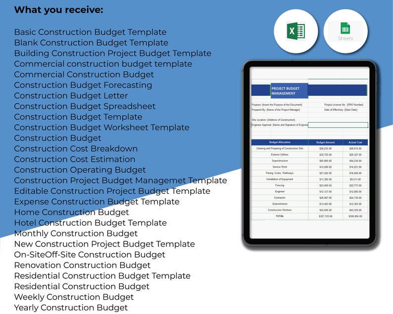 Construction Budget Template, Basic Construction Budget, Monthly ...