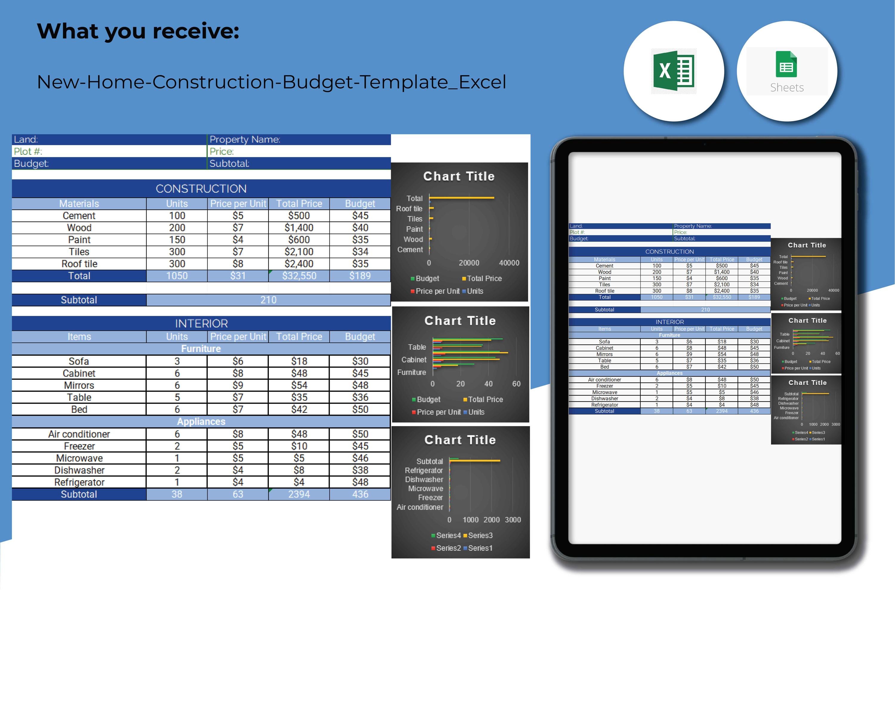Home Construction Budget Template Excel, Editable Home Construction ...