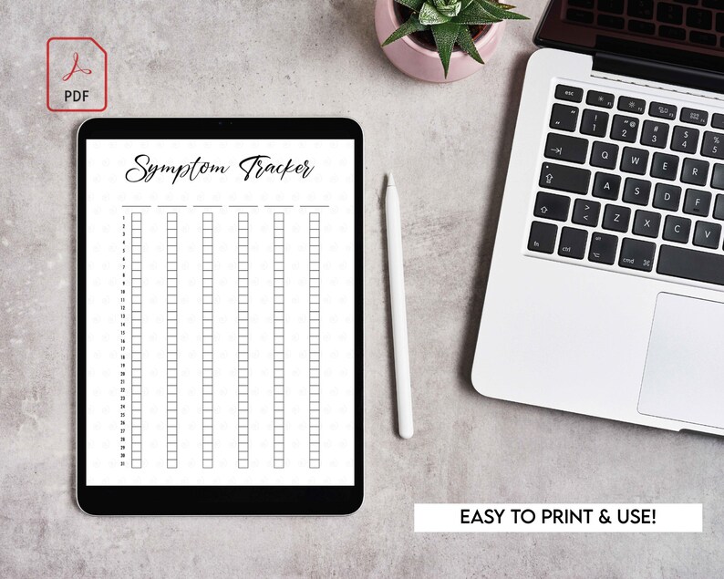 Monthly Medical Symptom Tracker, Printable Wellness Monitoring Sheet ...