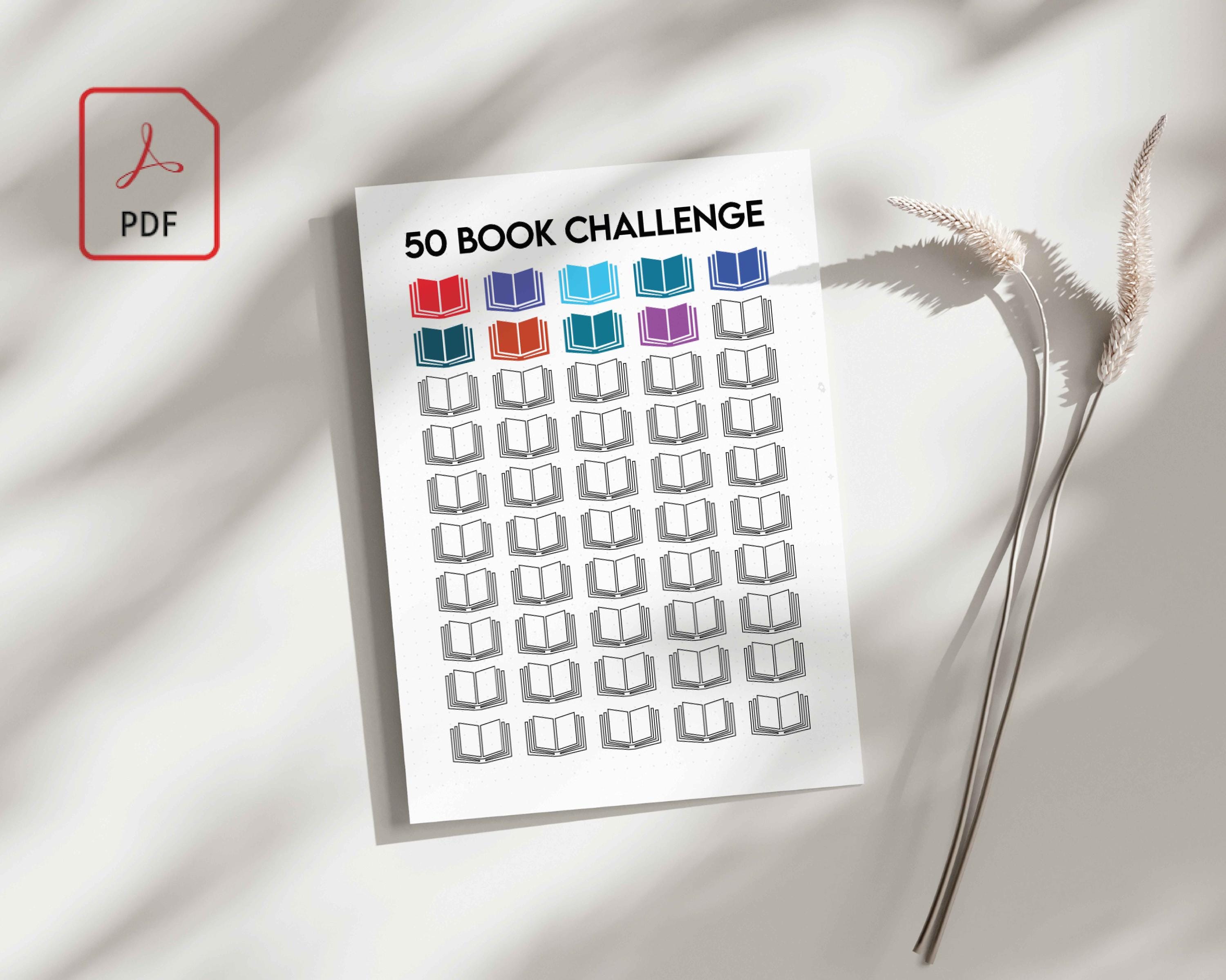 50 Book Reading Challenge, Reading Log, Printable Planner Page ...