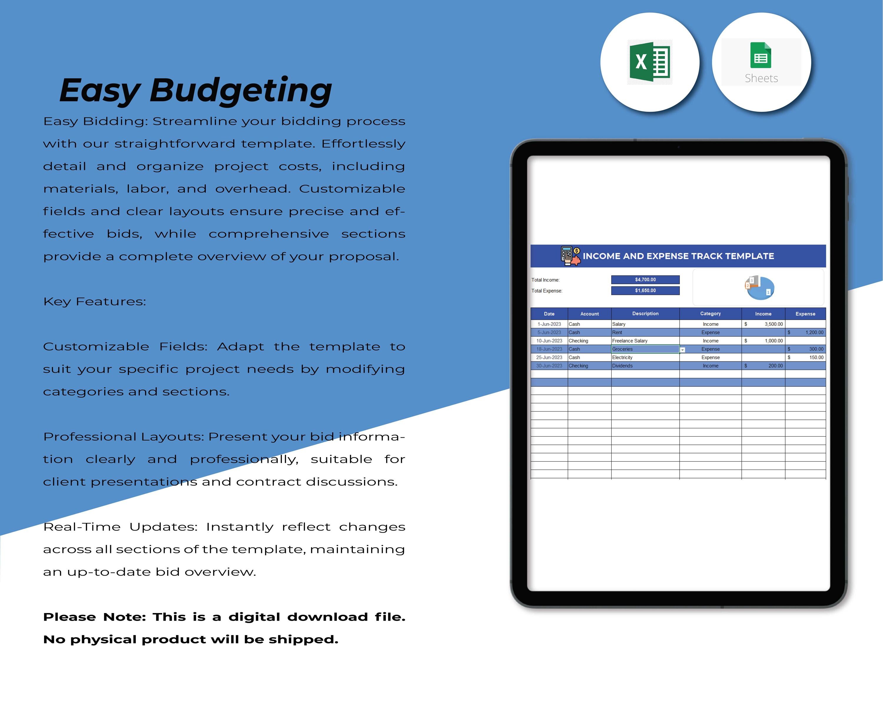 Income and Expense Tracker Google Sheet Financial Bookkeeping Journal ...