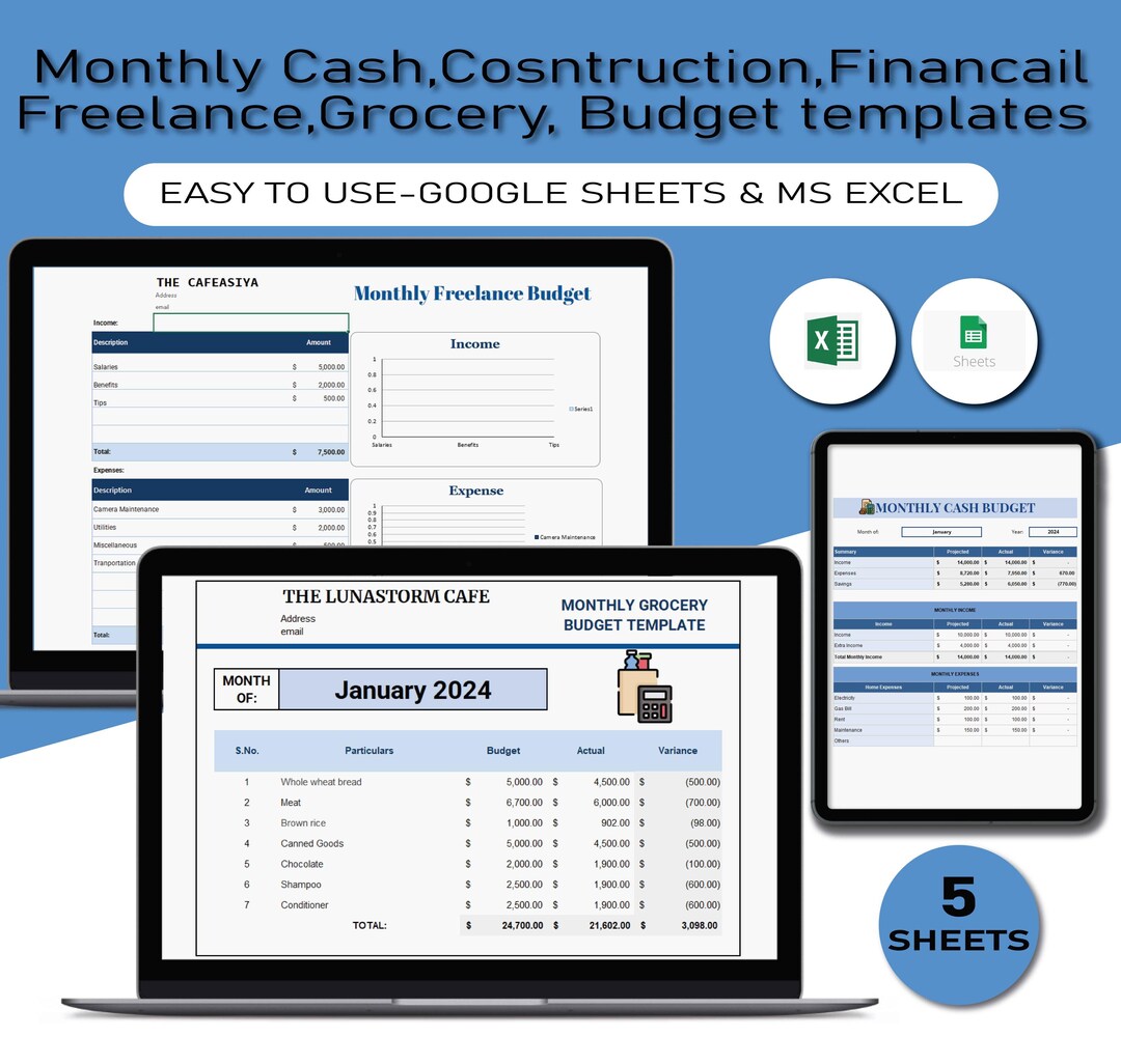 Monthly Cash Budget Template, Monthly Construction Budget, Monthly ...