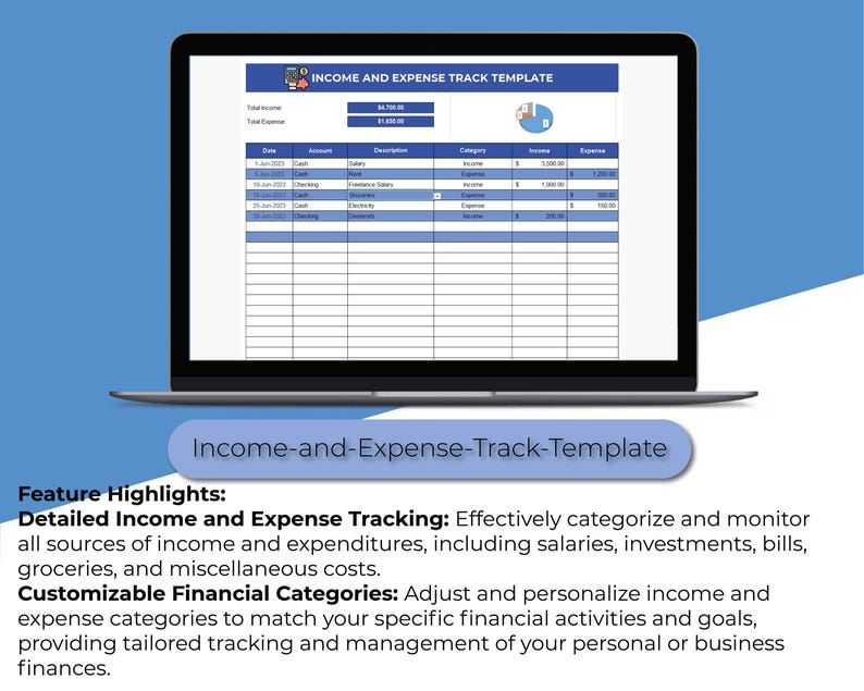 Income and Expense Tracker Google Sheet Financial Bookkeeping Journal ...