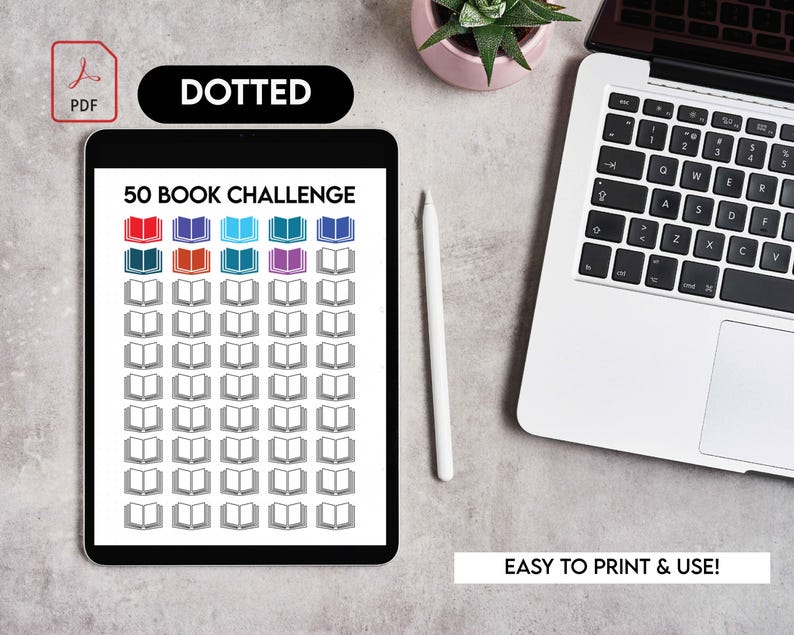 50 Book Reading Challenge, Reading Log, Printable Planner Page ...