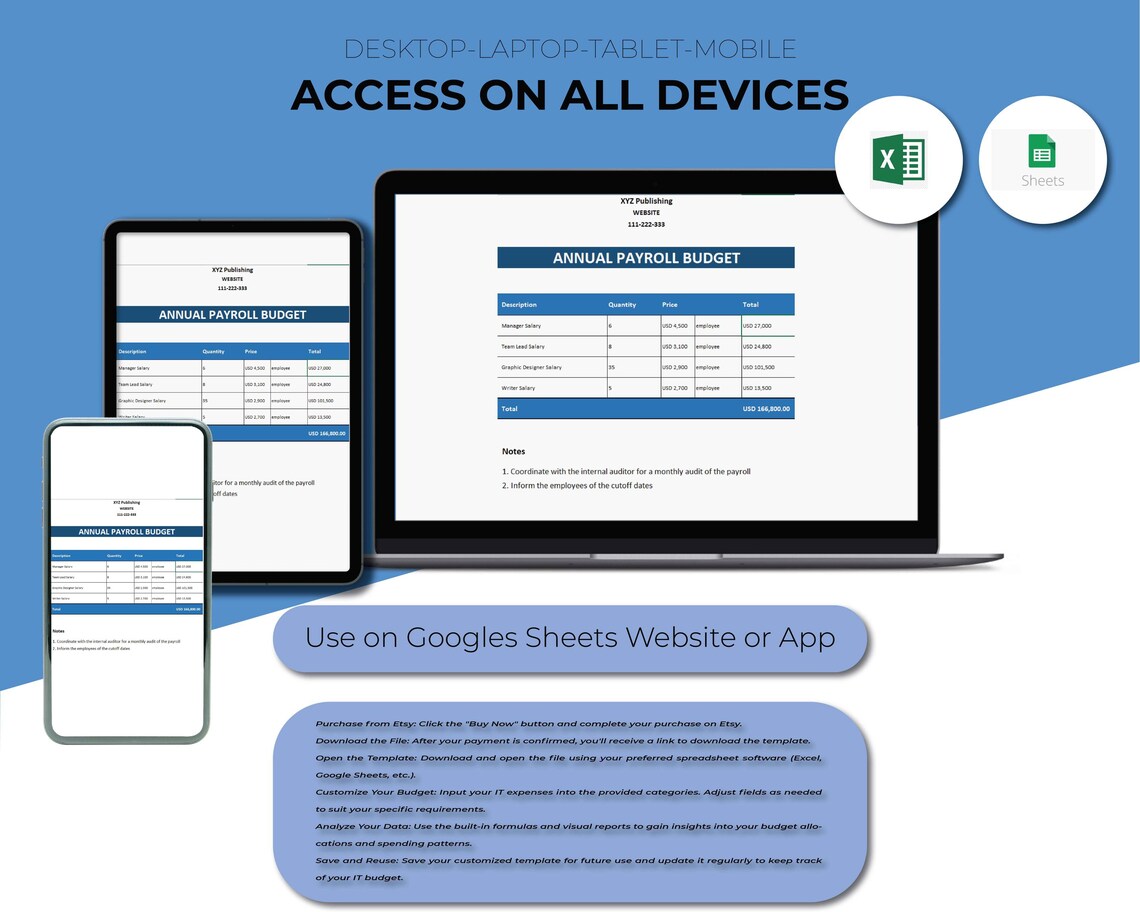 Annual Payroll Template, Excel Payroll Salary Manager, Employee Payroll ...