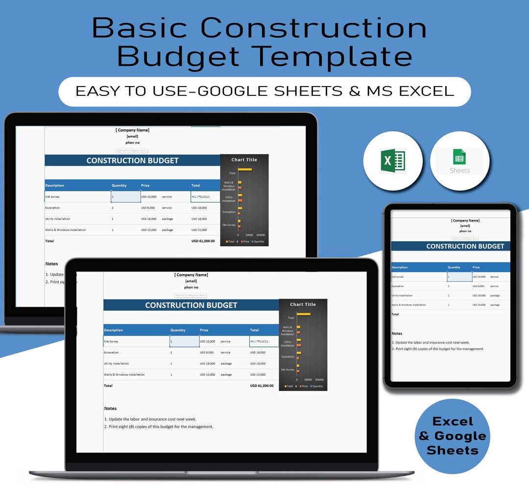 Basic Construction Budget Template, Construction Budget, Management ...