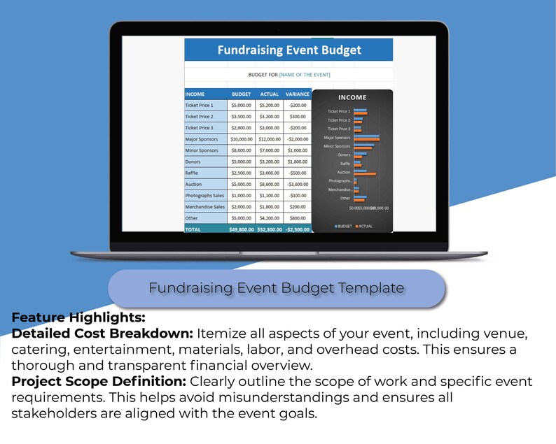 Fundraising Event Budget Tracker, Event Budget, Event Plan, Google ...