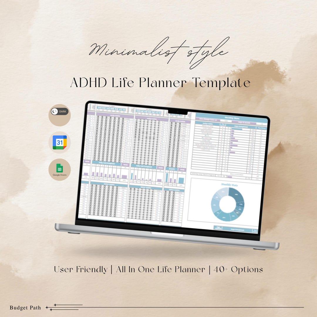 ADHD Digital Life Planner, Life Planner Google Sheet Template, Editable ...