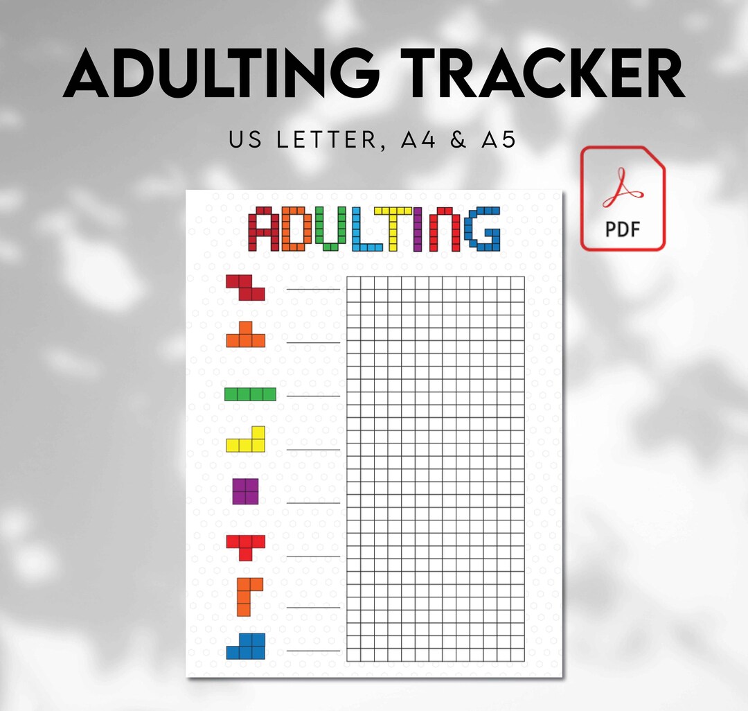 Adulting Tracker, Fun Habit Tracker, PRINTABLE Journal Page, Monthly ...