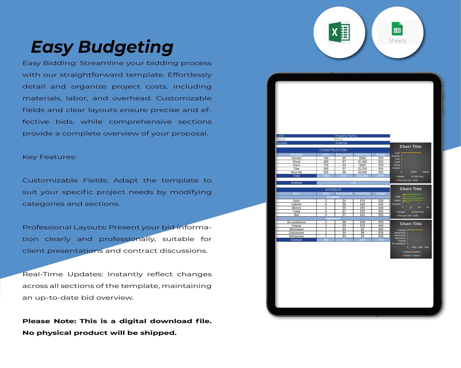 Home Construction Budget Template Excel, Editable Home Construction ...