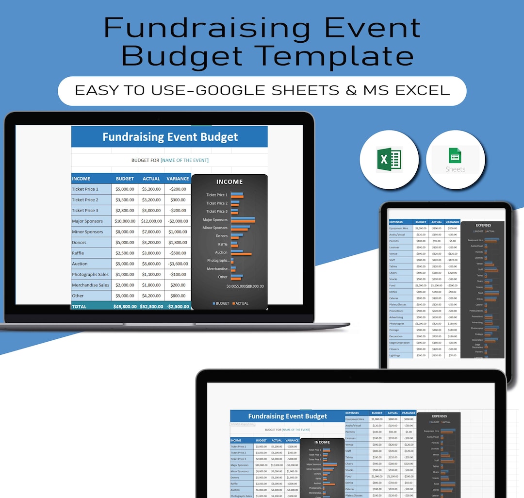 Fundraising Event Budget Tracker, Event Budget, Event Plan, Google ...
